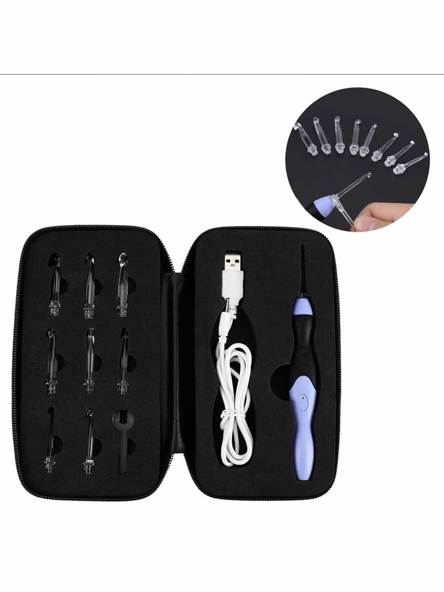 Набор крючков для вязания со светодиодной подсветкой, аккумуляторный инструмент для вязания 2,5 6,5 мм со сменными насадками