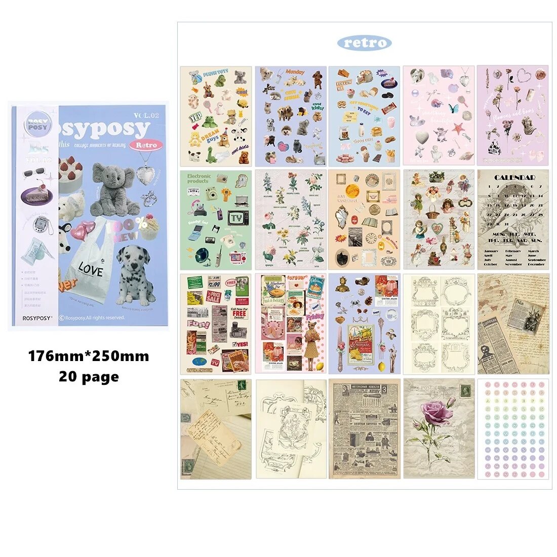 Набор наклеек VALIOSOPA RosyPosy Retro set 20 страниц