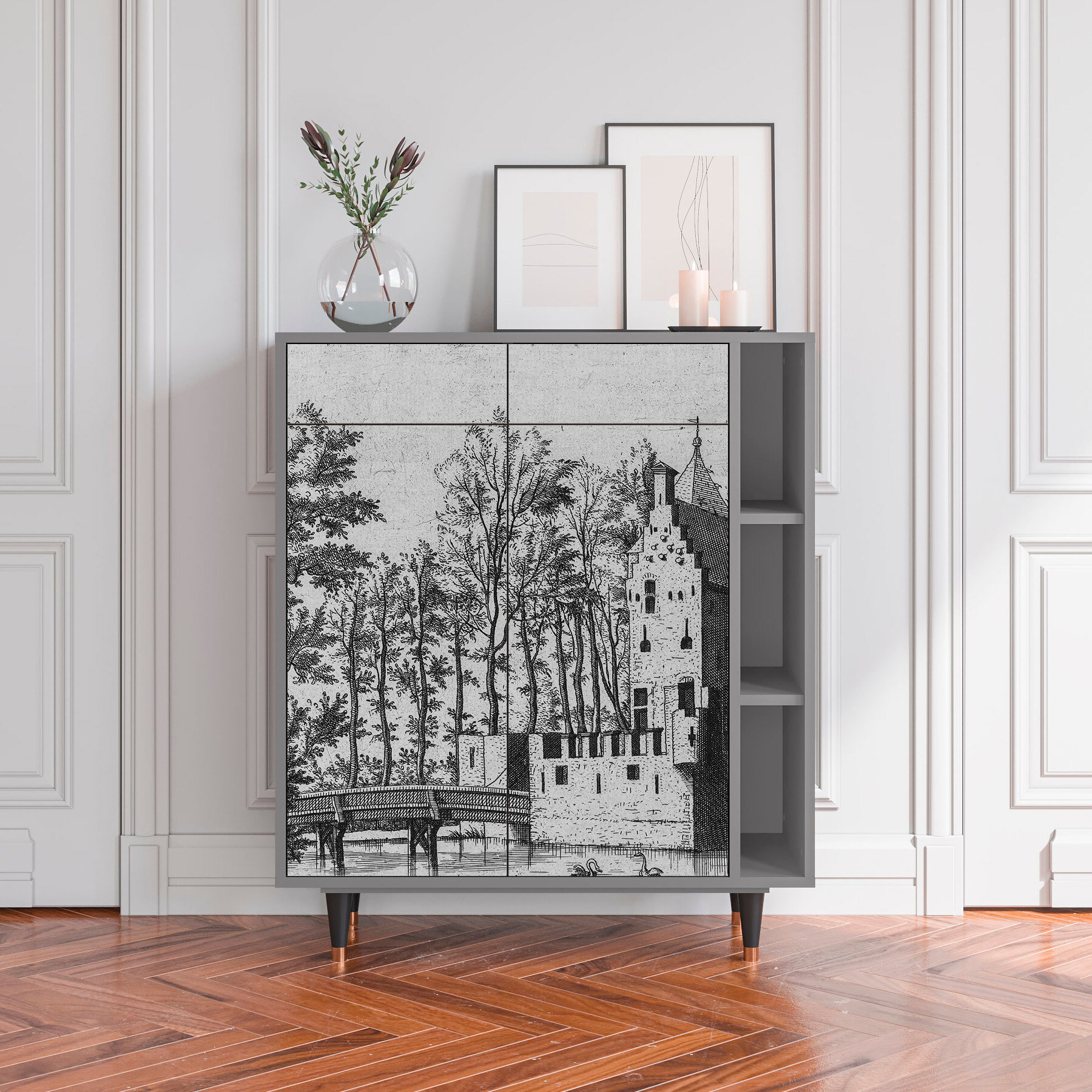 Комод - STORYZ - BS6 Castle by Pieter Breugel, Размер - 94 x 110 x 41 см, Цвет корпуса - , Серый