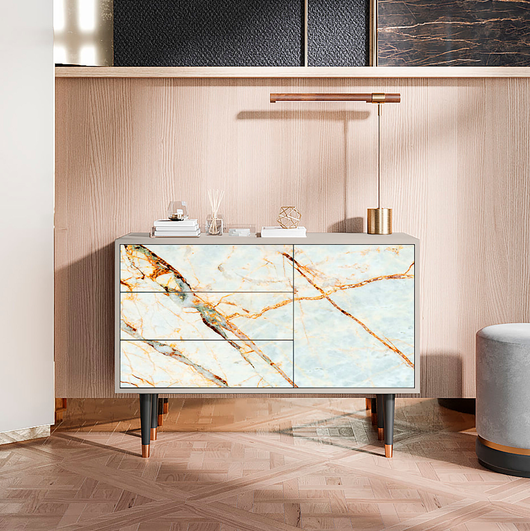 Комод - STORYZ - S3 Sandy Marble, Размер - 115 x 84 x 41 см, Цвет корпуса - , Сатин