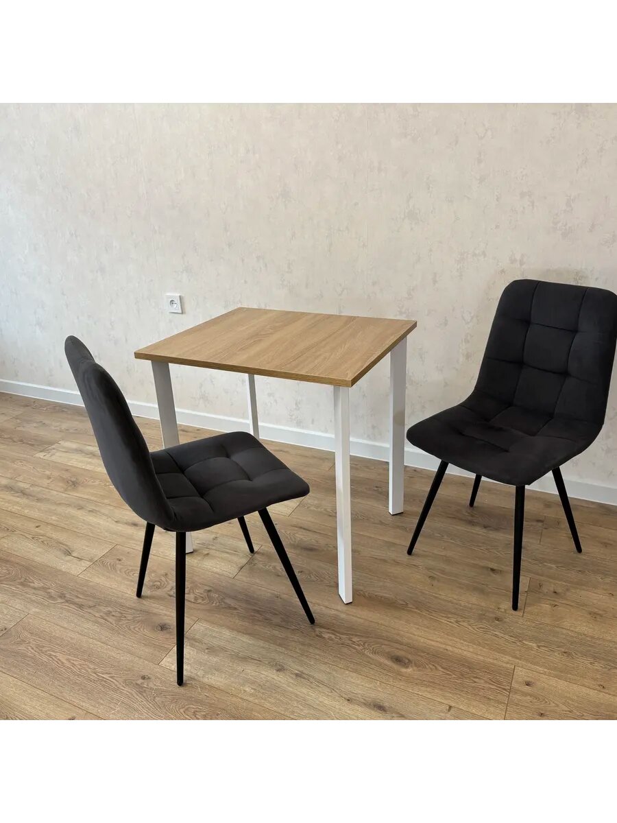 Стол обеденный Дуб Сонома 70*60 см. Белые ножки