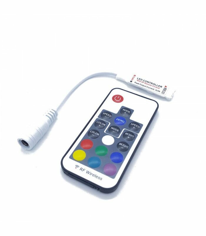 Контроллер Мини RGB, пульт 17 кнопок, сигнал радио. 5-24 В, 12 А, 60-288 Вт