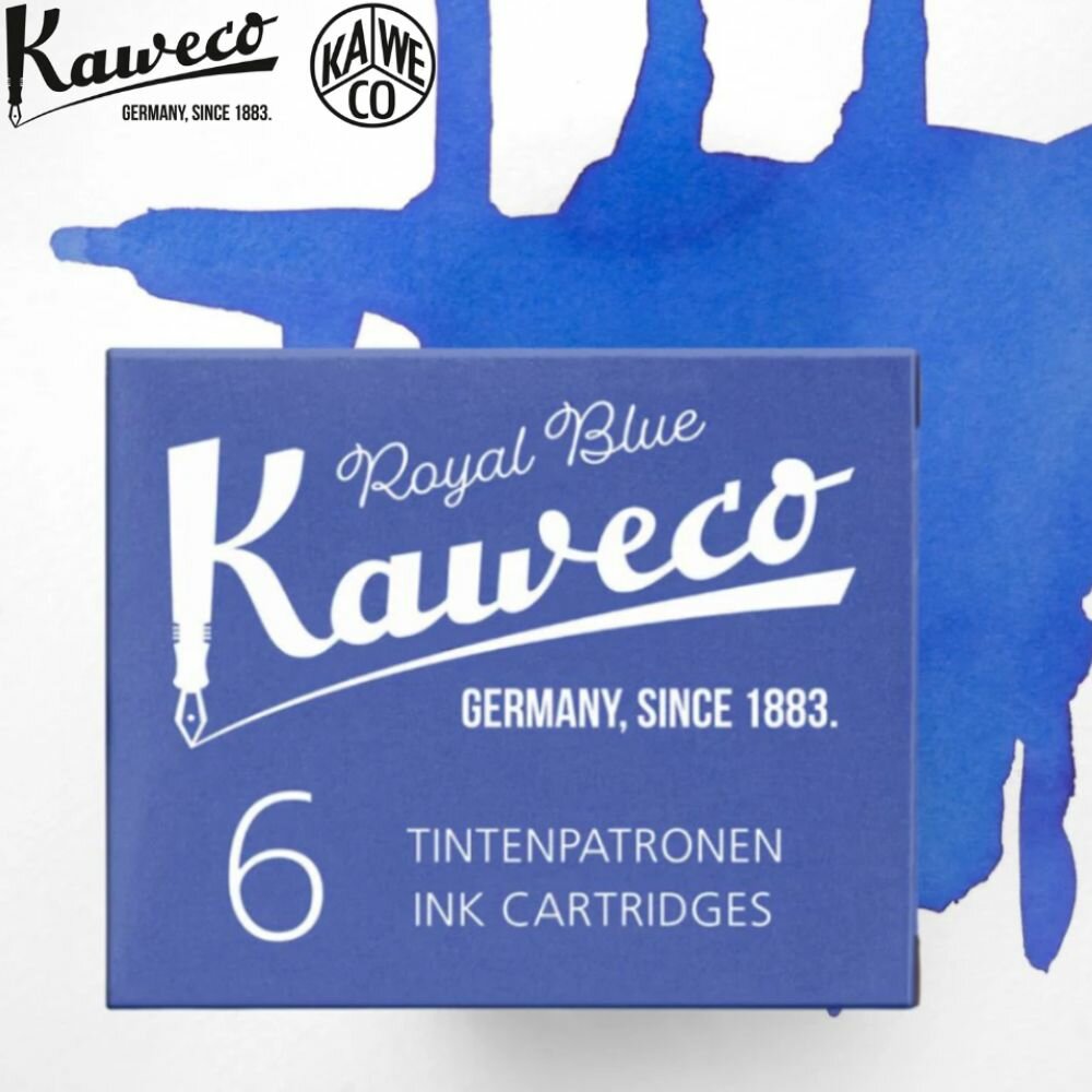 Набор картриджей для перьевой ручки KAWECO Royal Blue 6 шт. в картонной упаковке
