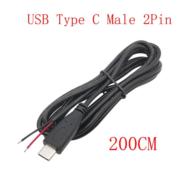 LOCHEUK USB Type C Кабель питания 2/4 контакта 5Pcs, Male 2Pin 2M