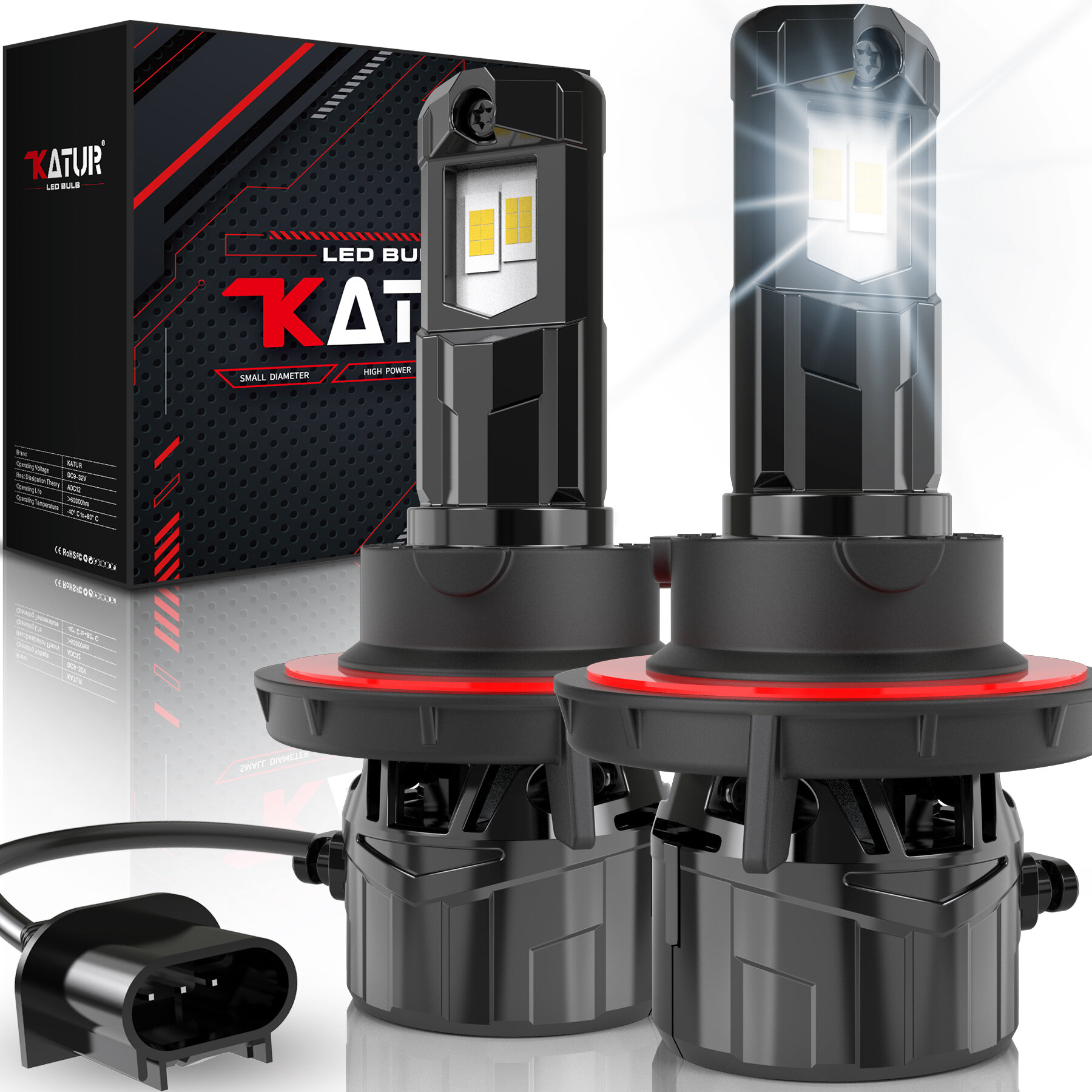 Светодиодные фары H13 120 Вт 30000LM H13 Светодиодные лампы 6000K Белый ксеноновый баллон H13 9008,2шт