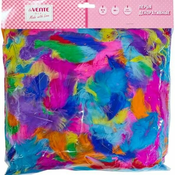 Перья декоративные натуральные индюшиные, размер 10-15 см, 100 г, цвет ассорти