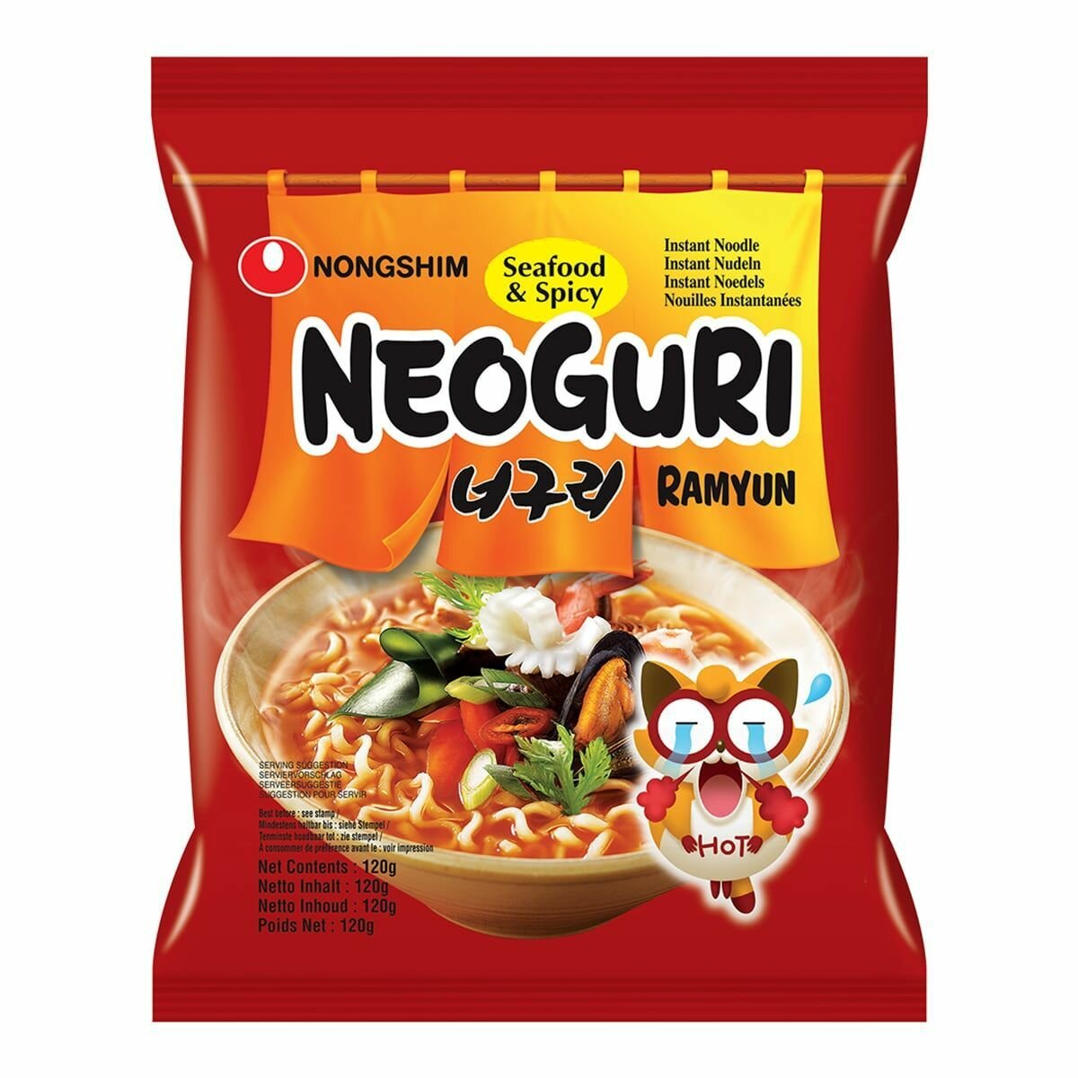 Лапша быстрого приготовления Nongshim Неогури острая 120 г, Южная Корея