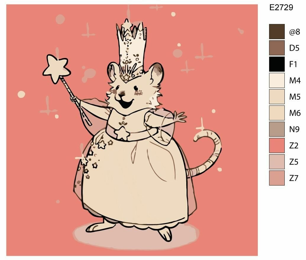 Детская картина по номерам E2729 "Крыса в платье принцессы" 30x30