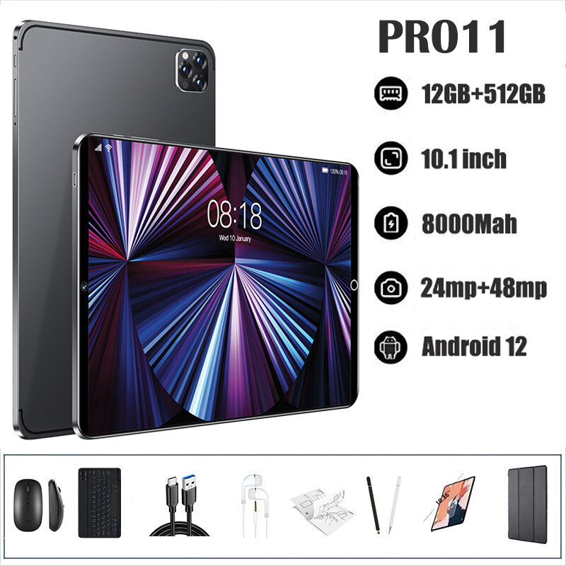 10,1-дюймовый планшетный компьютер, система Android, 1,66 ГГц, 12 ГБ+512 ГБ