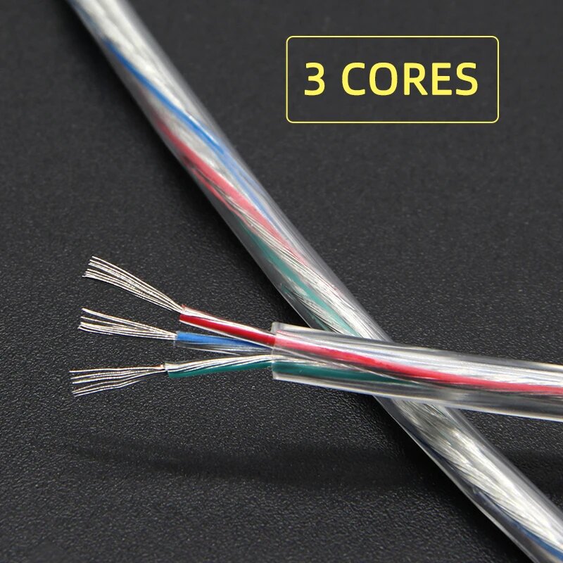 Прозрачный электрический провод 1-20 м 26AWG, 3 cores, 5 meters