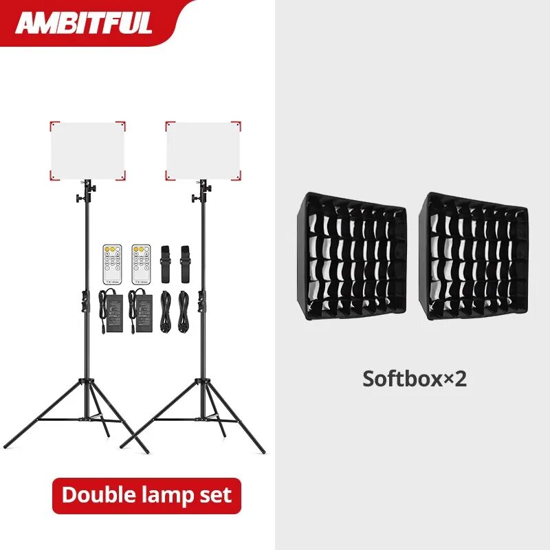 AMBITFUL LEDP60C двухцветная светодиодная лампа для видеосъемки 60 Вт Kit 8