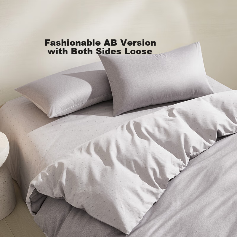 LUOLAI Home Textile Pure Cotton Bedding Three-piece Set Full Cotton Quilt Cover Bed Sheet Bedding Gray 150*215