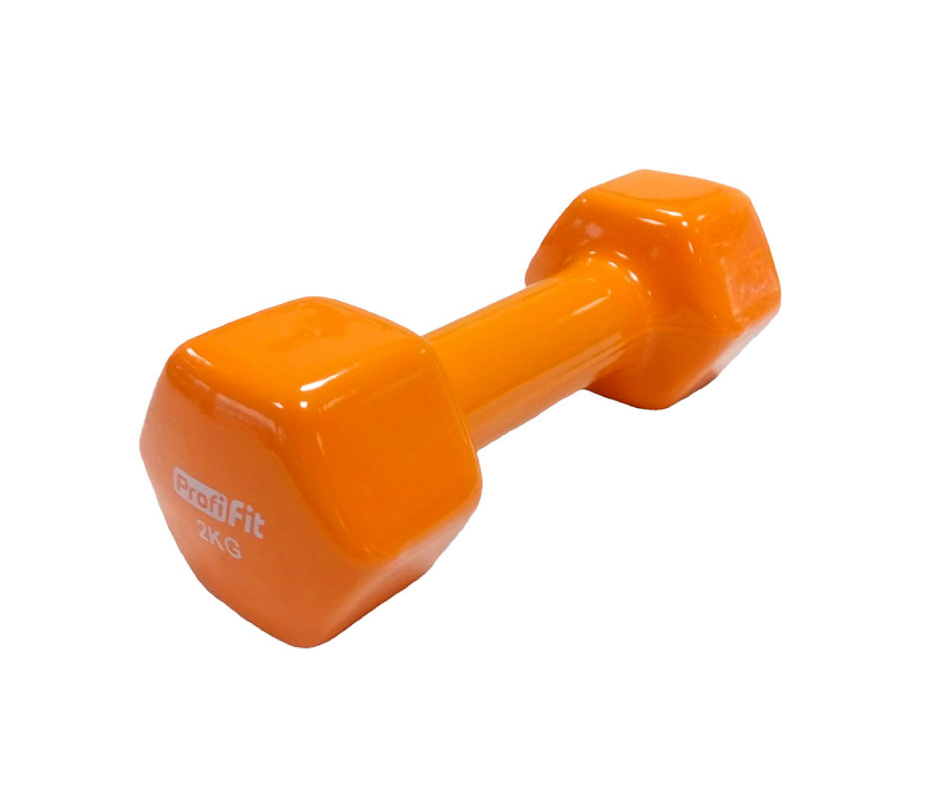 Гантель в виниловой оболочке, шестигранная 2 кг, оранжевая PROFI-FIT PFVDOG