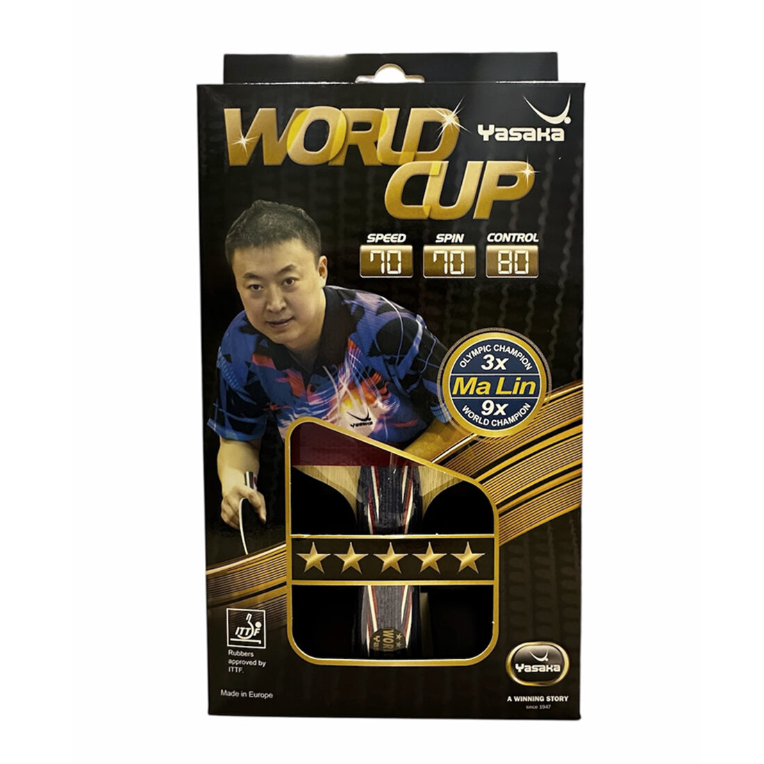 Ракетка для настольного тенниса Yasaka World Cup 5*, ручка коническая