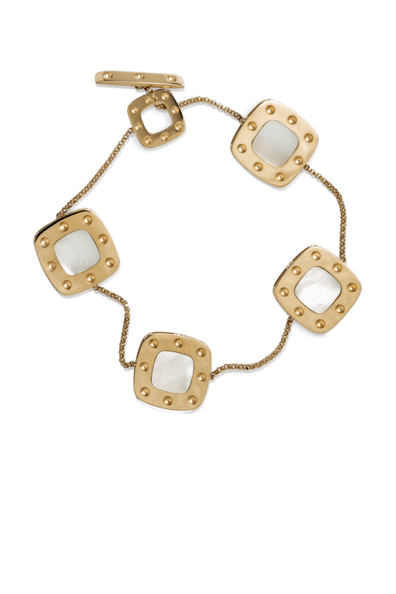 Браслет, желтое золото, 750 проба, перламутр, рубин