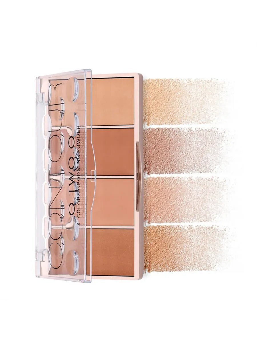 Хайлайтер O.TWO.O профессиональный палетка 4 сияющих оттенка контуринг скульптурирование лица 24 г