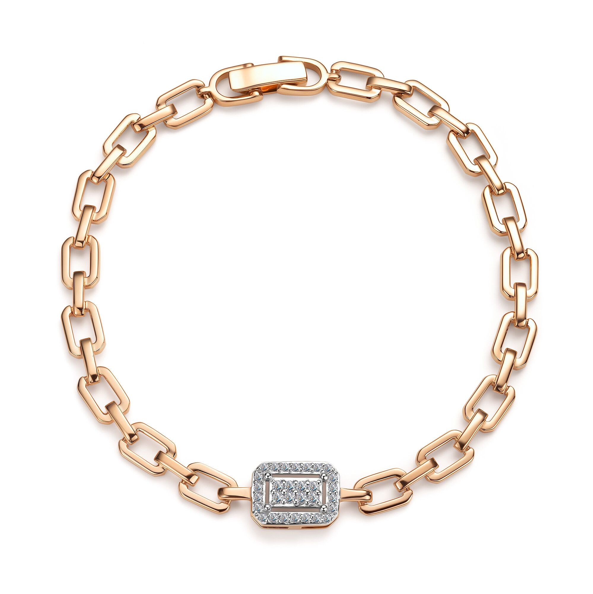 Браслет, красное золото, 585 проба, бриллиант