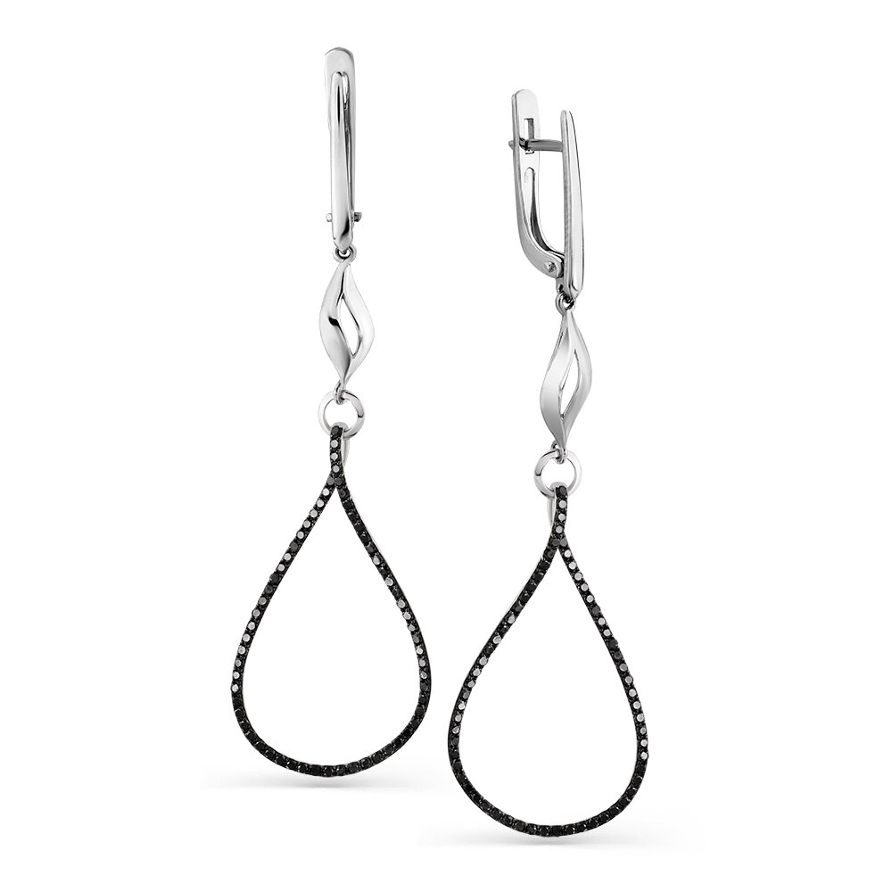 Серьги, белое золото, 585 проба, бриллиант