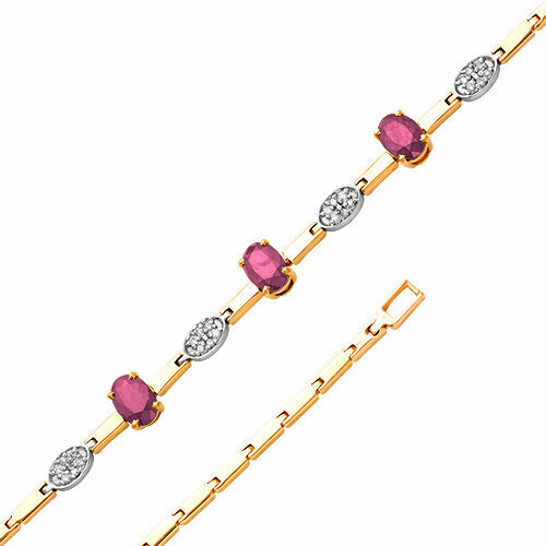 Браслет, красное золото, 585 проба, рубин, бриллиант