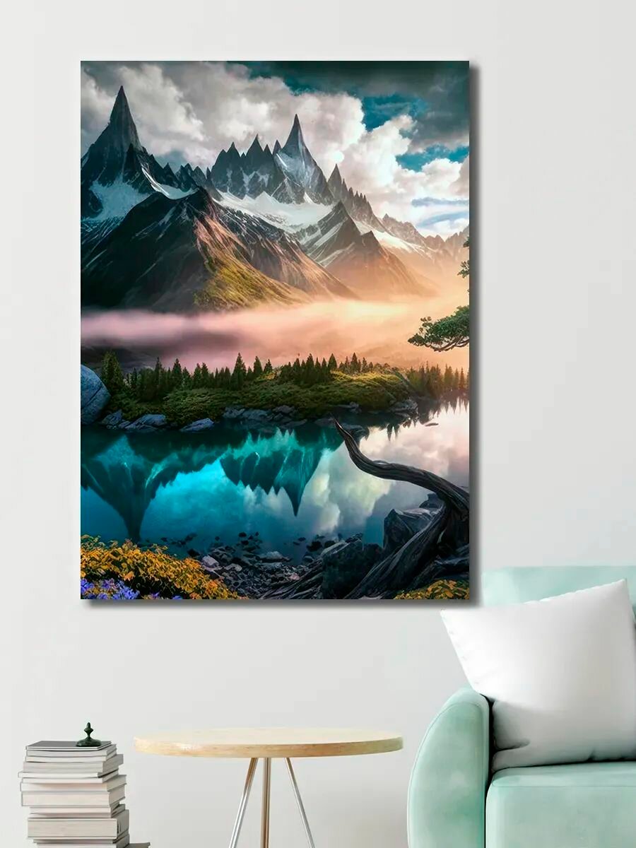 Картина "Утренняя река", для интерьера 30х40см 1шт.