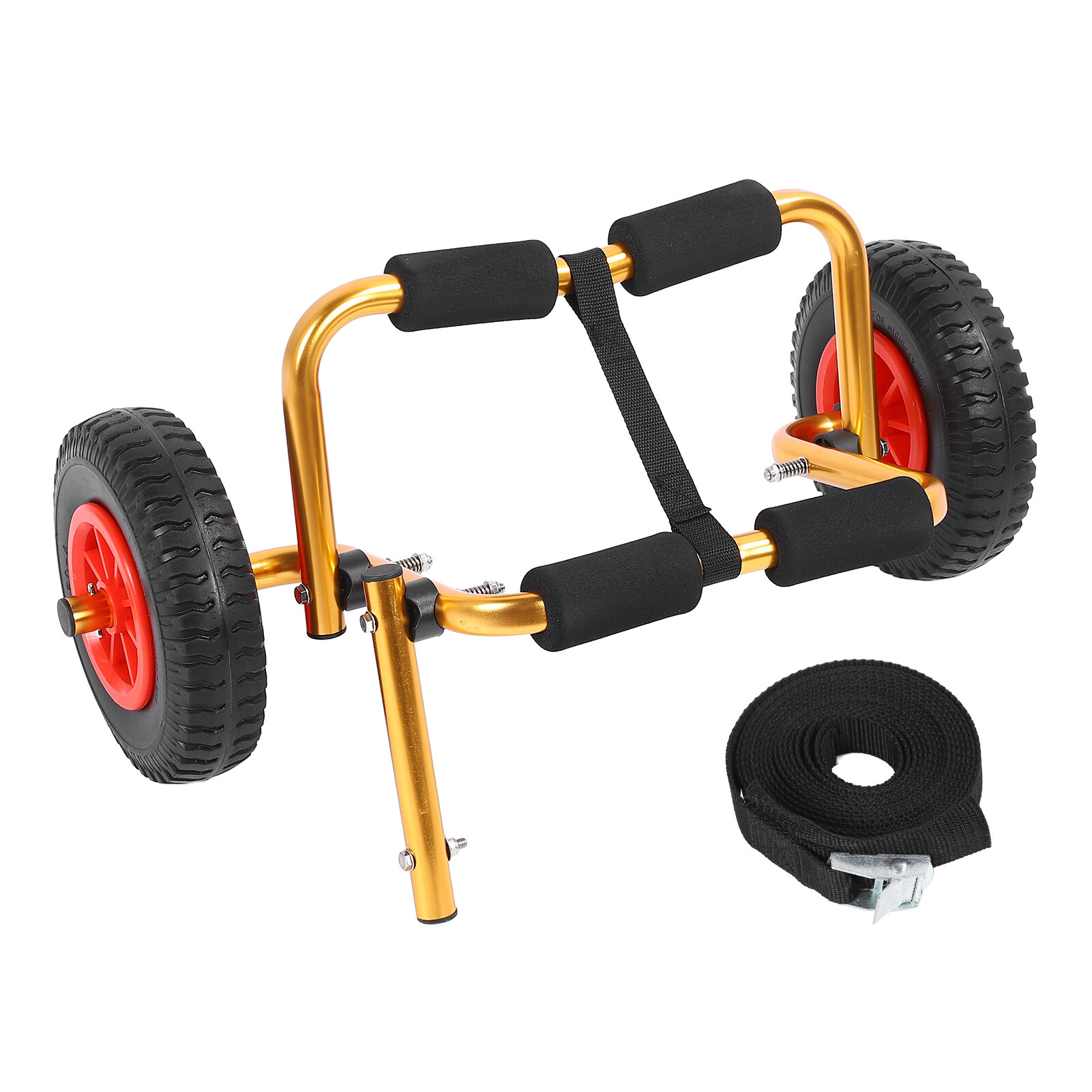 Тележка для перевозки каноэ с цельнолитыми 10-дюймовыми колесами, регулируемая, складная, алюминиевая, универсальная, подходит для каякинга и небольших лодок.