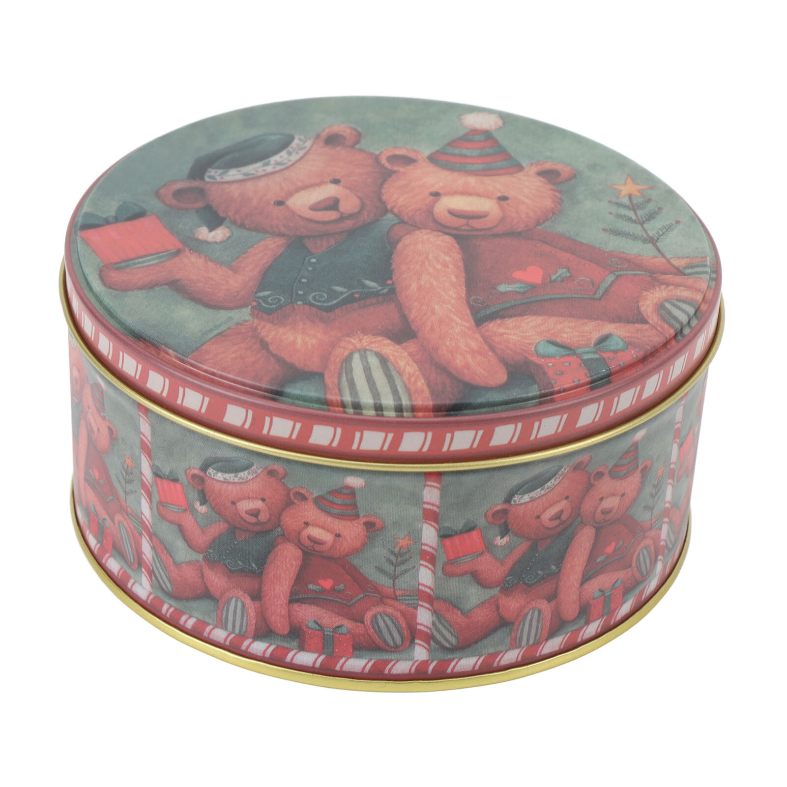 Круглая жестяная банка для печенья с крышкой, декоративная и для хранения, тип 3: для еды, сладостей