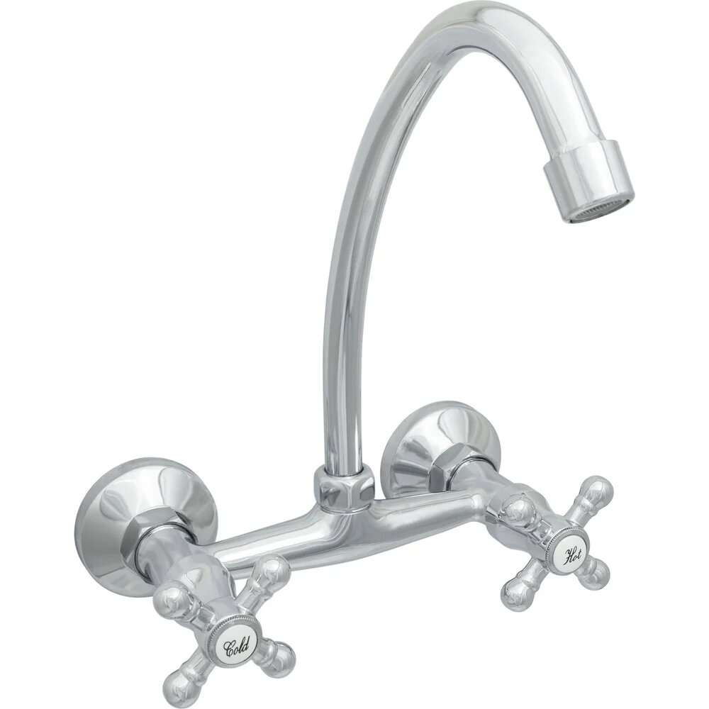 ЦС Смеситель настенный -СМ 293 К М_Крест круглый излив D16 H-220 мм СМ507710