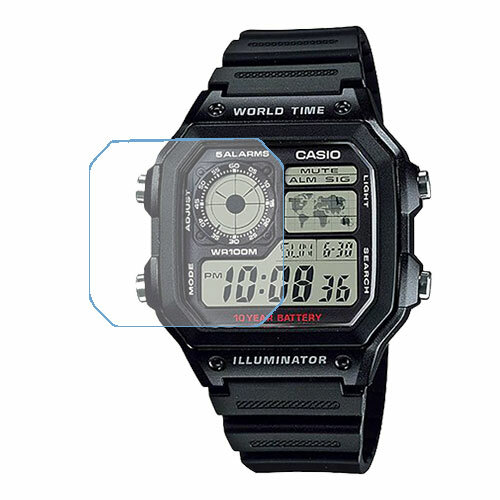Скрин Мобайл защитный экран для часов Casio AE-1200WH-1AV из нано стекло 9H