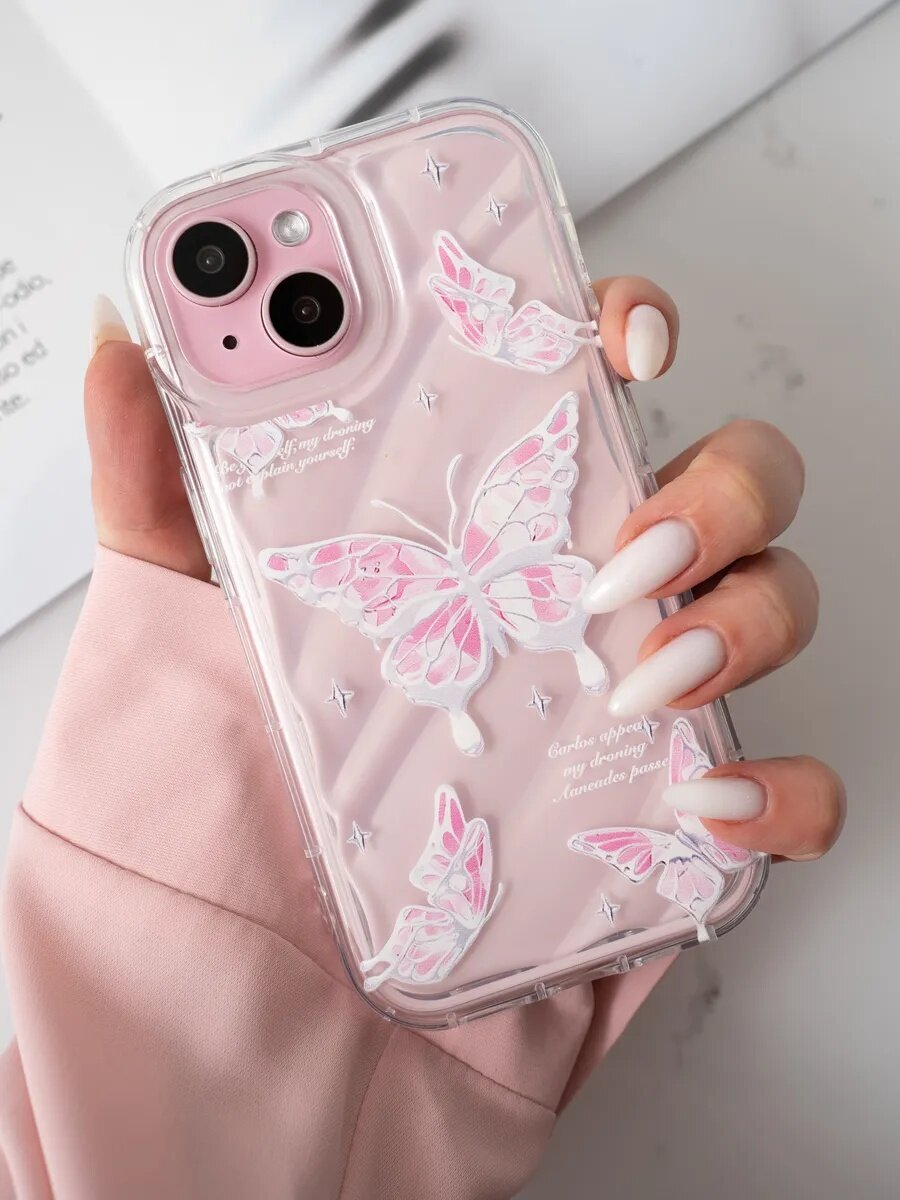 Чехол О'кейси, для iPhone 13, 14, с принтом, розовый, бесцветный