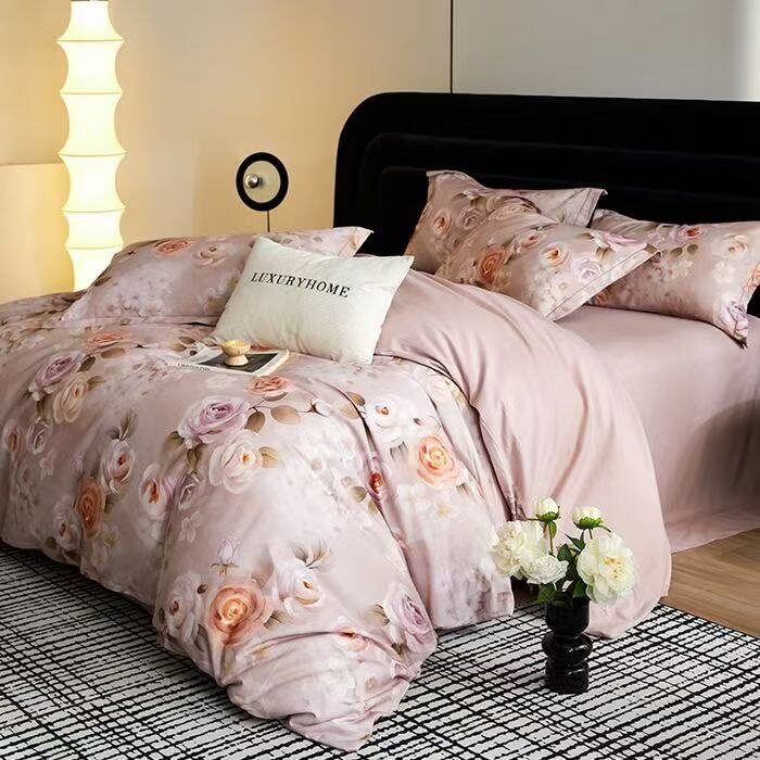 Apollo Bedding Комплект постельного белья, Сатин люкс, Двуспальный с простыней Евро, наволочки 50x70