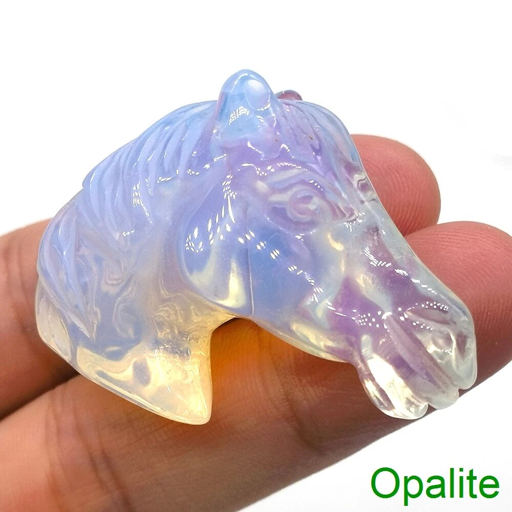 Хрустальная голова лошади из розового кварца и аметиста 1PC, Opalite