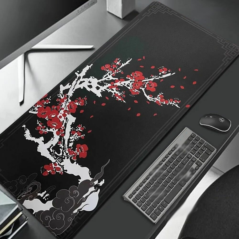 Японский коврик для мыши Sakura офисный настольный коврик для клавиатуры 900x400