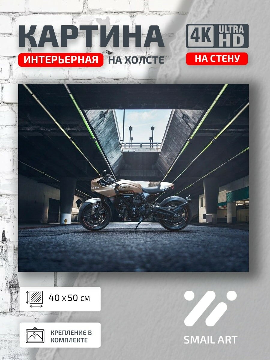 Картина на холсте интерьерная 40 на 50 на стену Cafe Racer для детской animal style