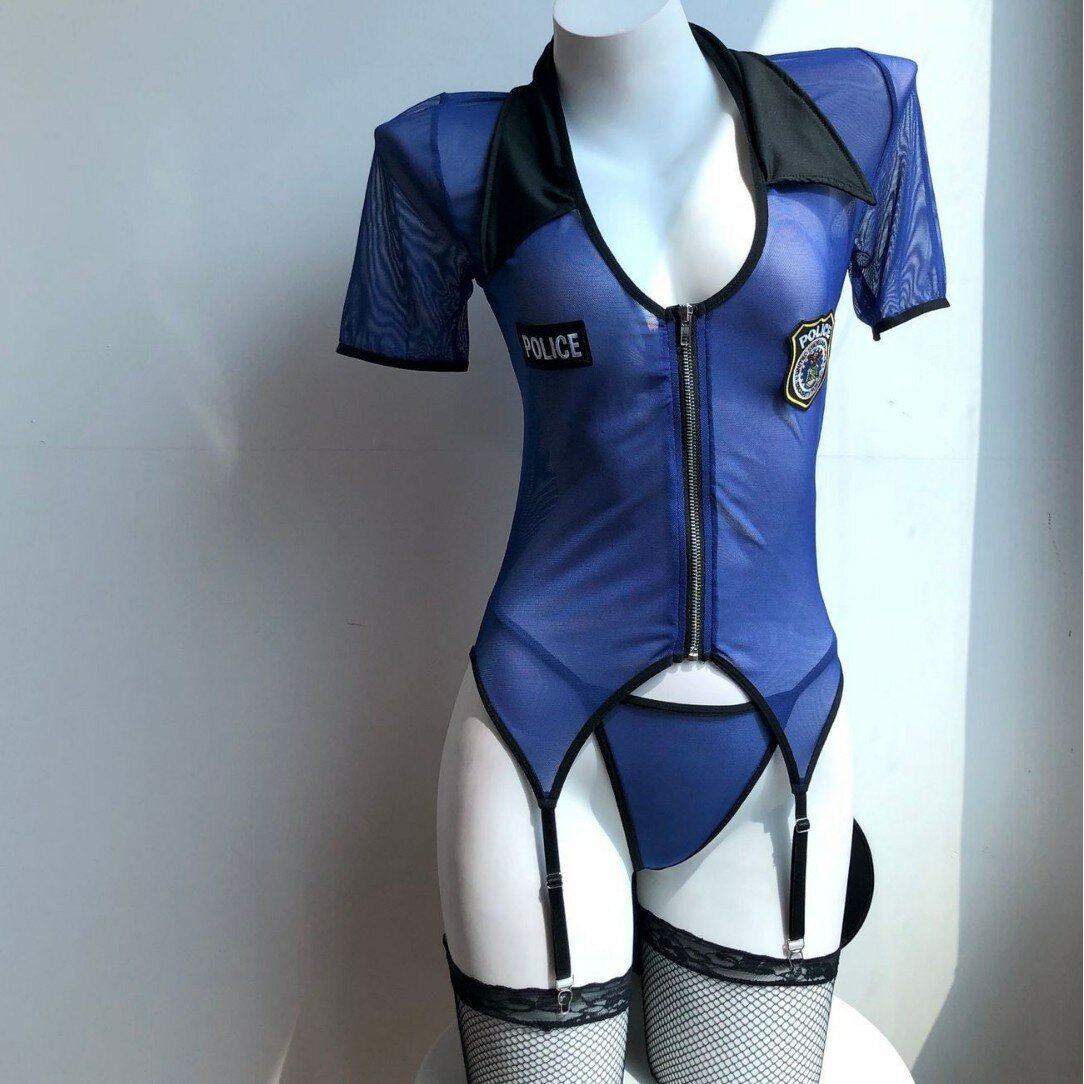 Сексуальный прозрачный женский полицейский костюм для ролевой игры