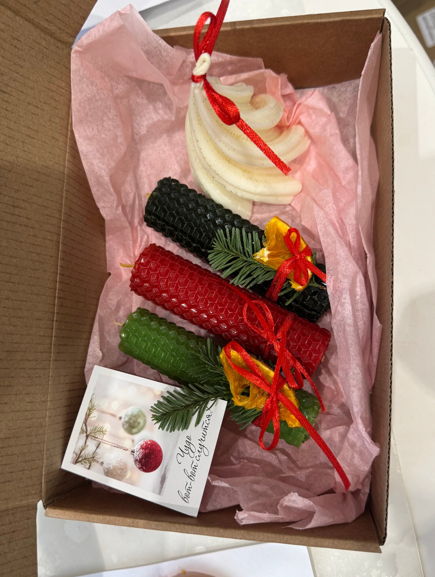 Свечи из вощины с нобилисом ручной работы, набор свечей, свечи новогодние