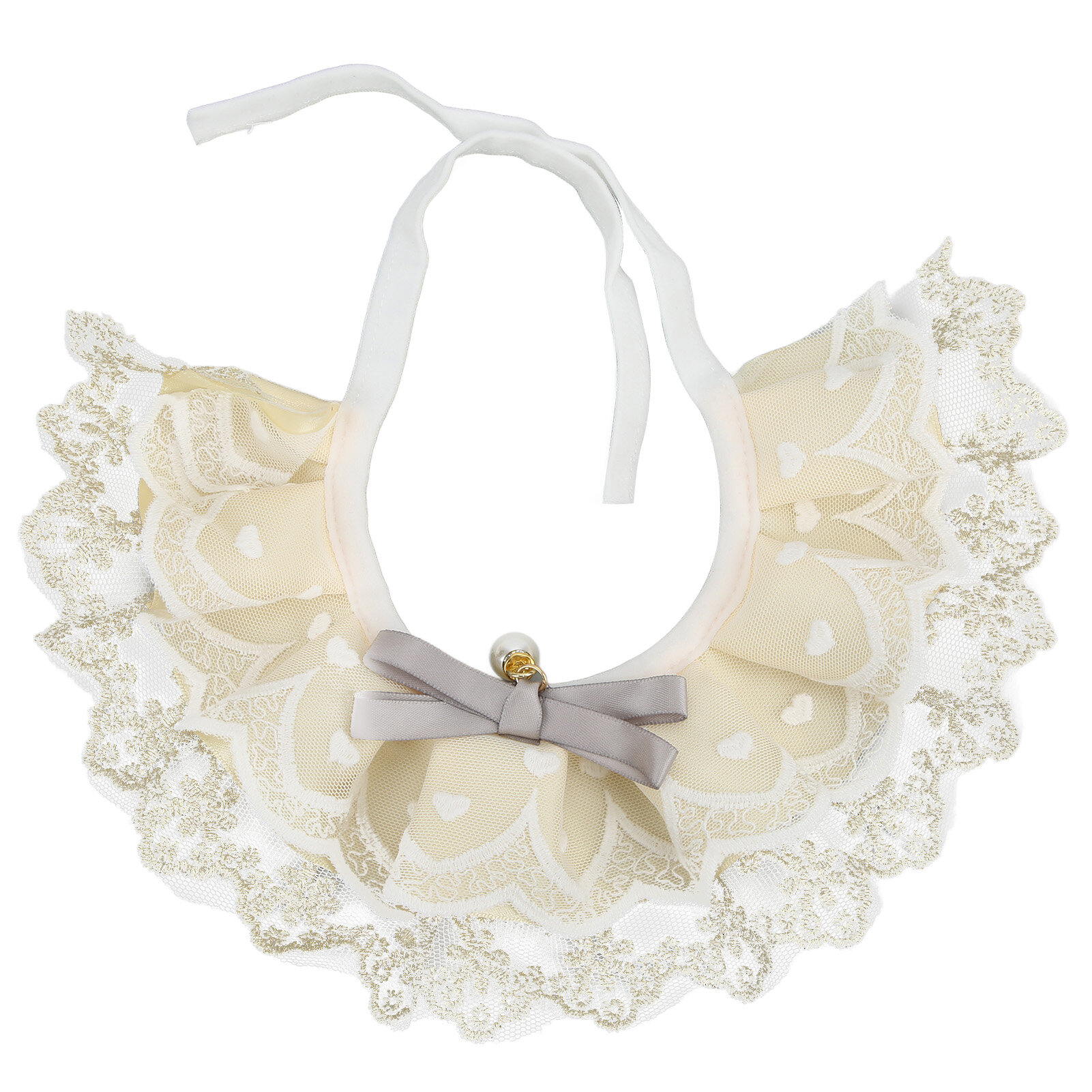 Шарф с кружевом для кошек, дышащий, мягкий и удобный, симпатичный, кружевной, принцесса, полотенце для слюней домашних животных, для маленьких и средних кошек и собак, желтый, размер L