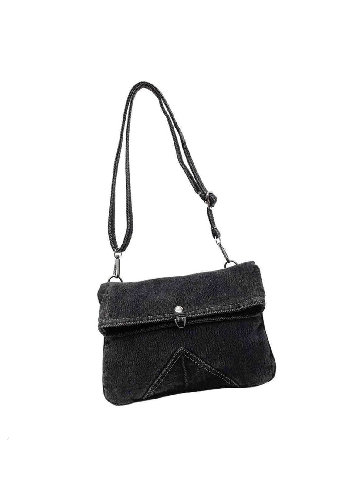 Джинсовая сумка через плечо в стиле ретро, легкая дышащая сумка для переноски с карманами для организации, модный аксессуар