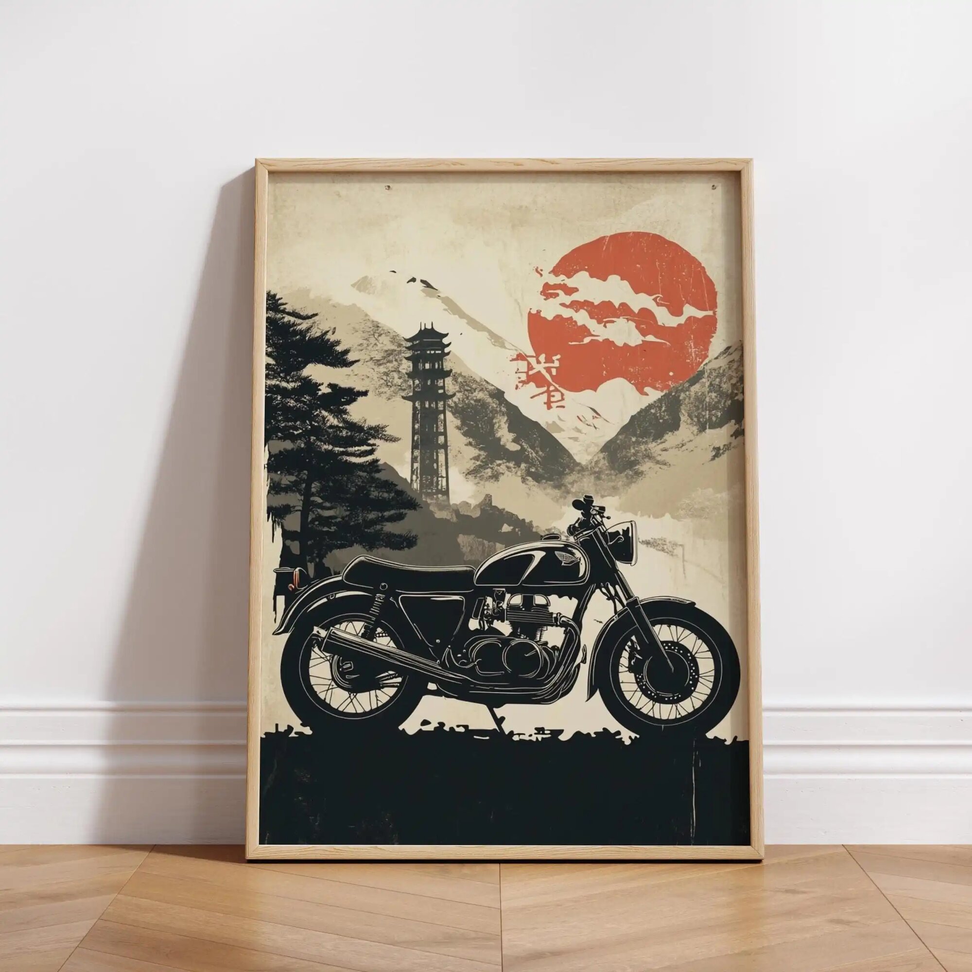 Постер "Мотоцикл в стиле гранж", 40x60см, CJ56253