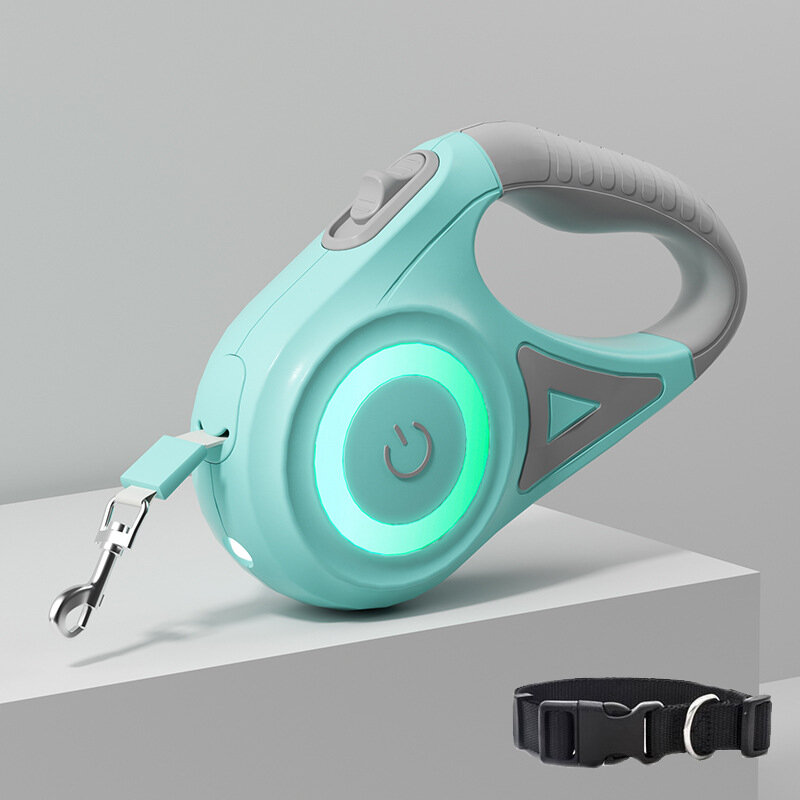 Светящийся поводок взрывозащищенный с автоматической выдвижной цепью для прогулок, поставки для активного отдыха