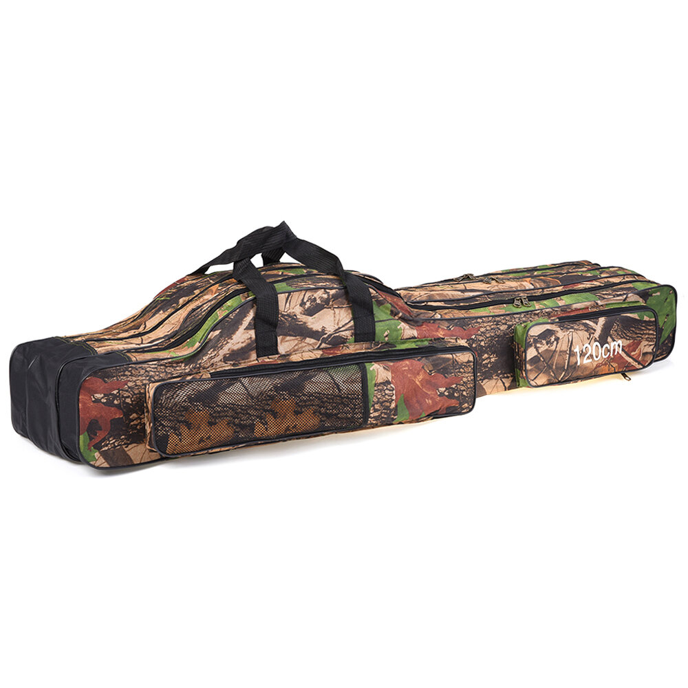 Сумка для рыбацких удилищ 120см/150см 3 слоя портативная складывающаяся сумка для рыбацких катушек сумка для рыбацких принадлежностей сумка для перевозки чехол для хранения в путешествиях Цвет городской камуфляж/древесный камуфляж Материал 600D ткань Вес