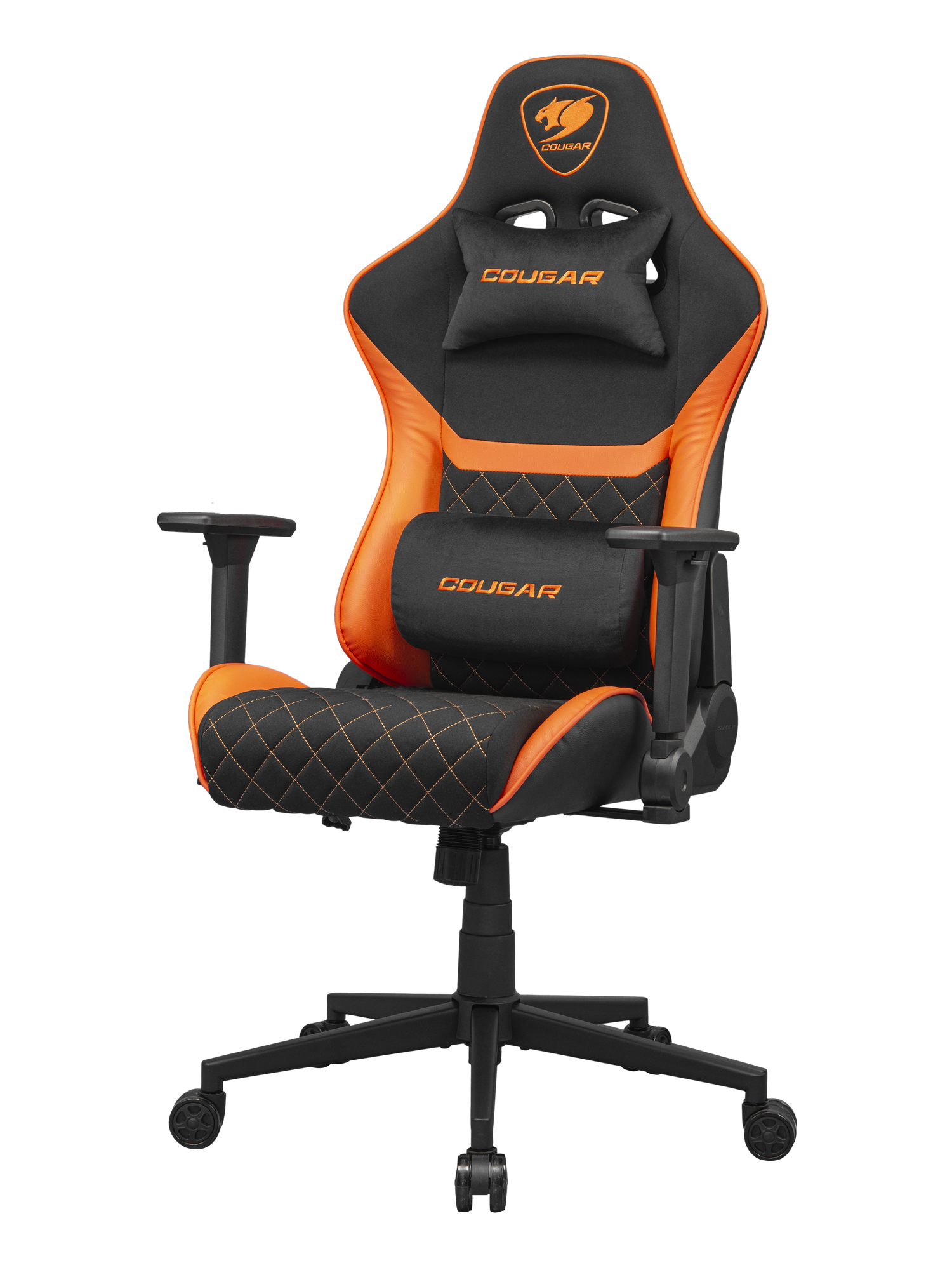 Кресло компьютерное игровое COUGAR Armor One V2 F, ткань, черный/оранжевый