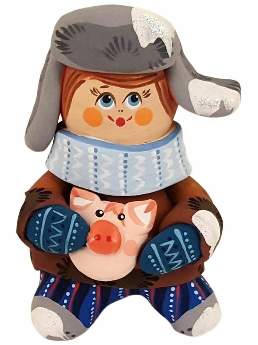 Свисток, Мальчик-2, Ковровская глиняная игрушка, ручная авторская работа