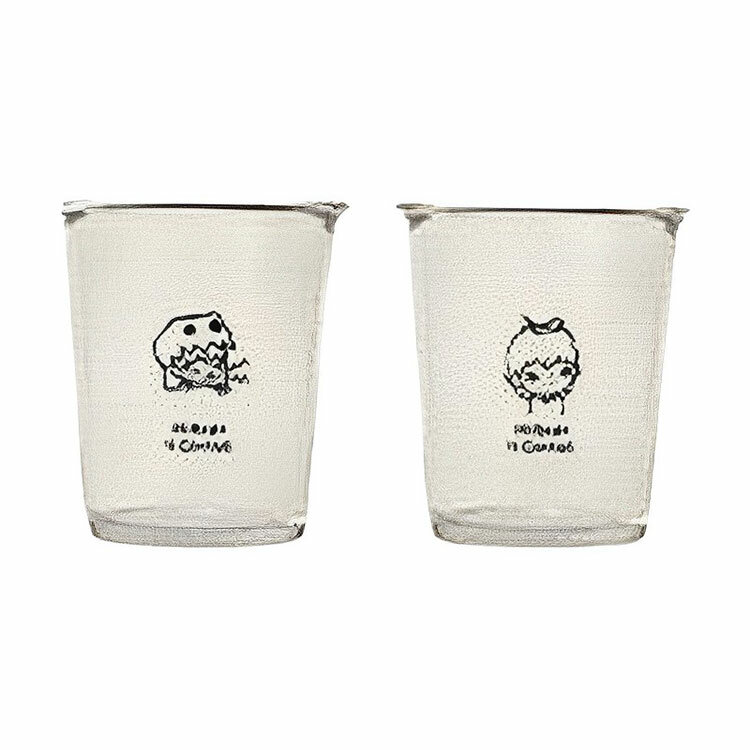 Стаканы из стекла унисекс POP MART HIRONO Confirmed-Glass Cup Double Cup Set B-Box Monster & Feather (Open), transparent