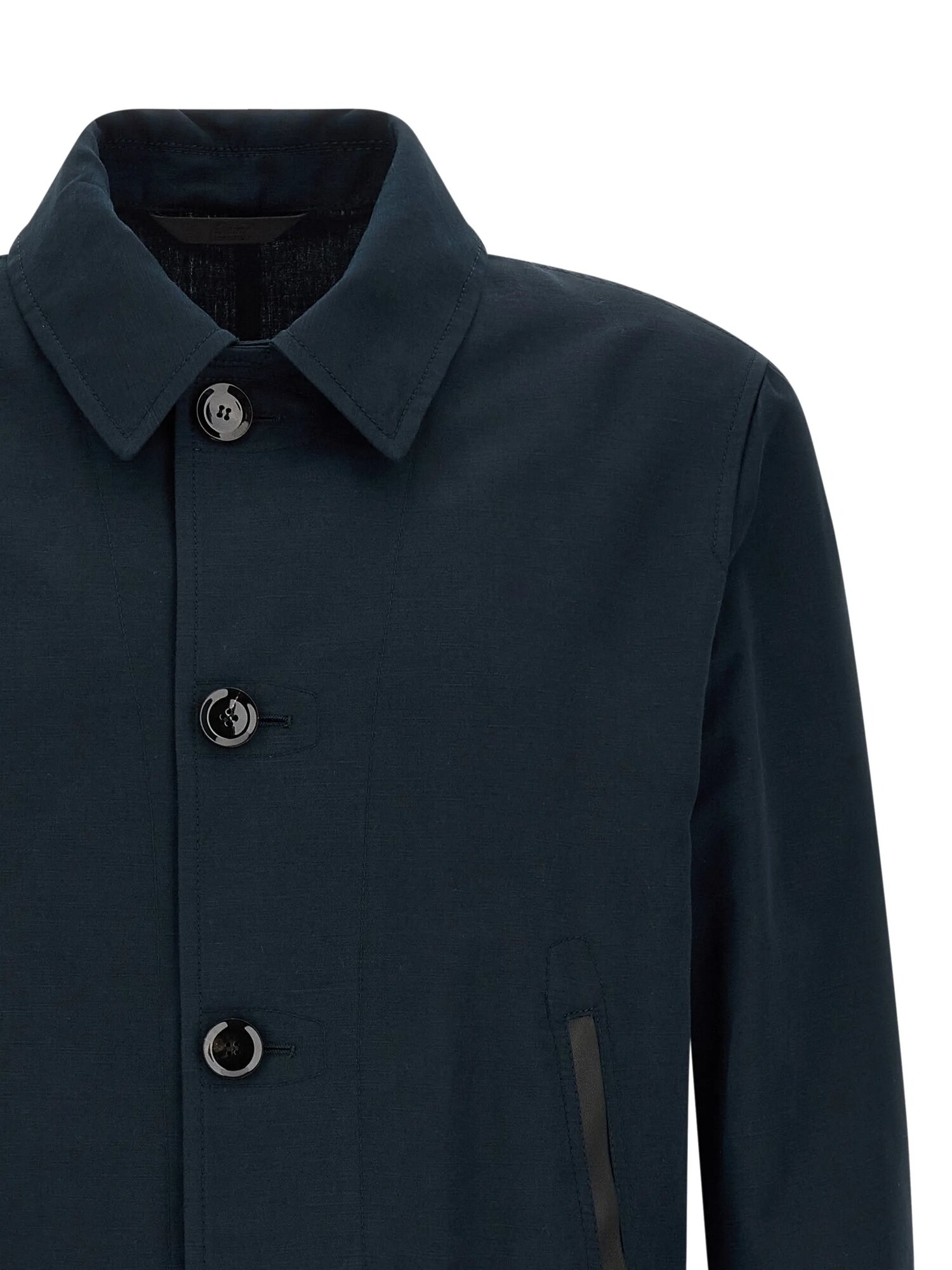 Куртка Brioni Button leather pocket jacket, размер L, blue — фото 1