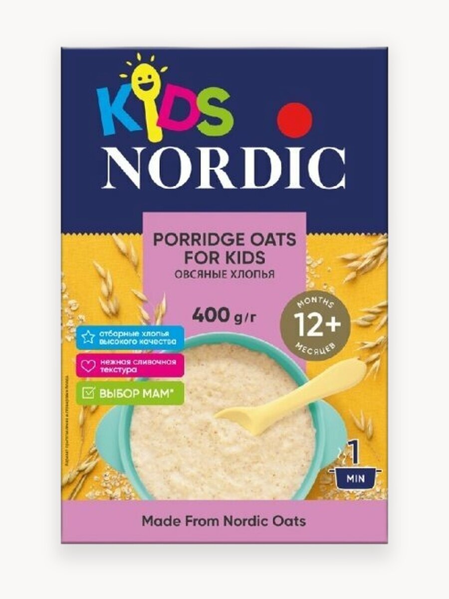Хлопья Nordic овсяные KIDS для детей 400 г