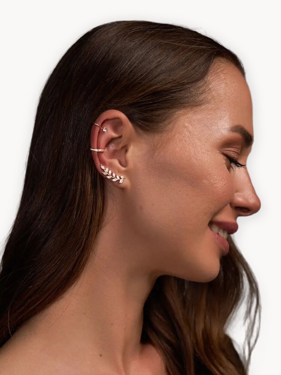 Серьги каффы, фианит, циркон