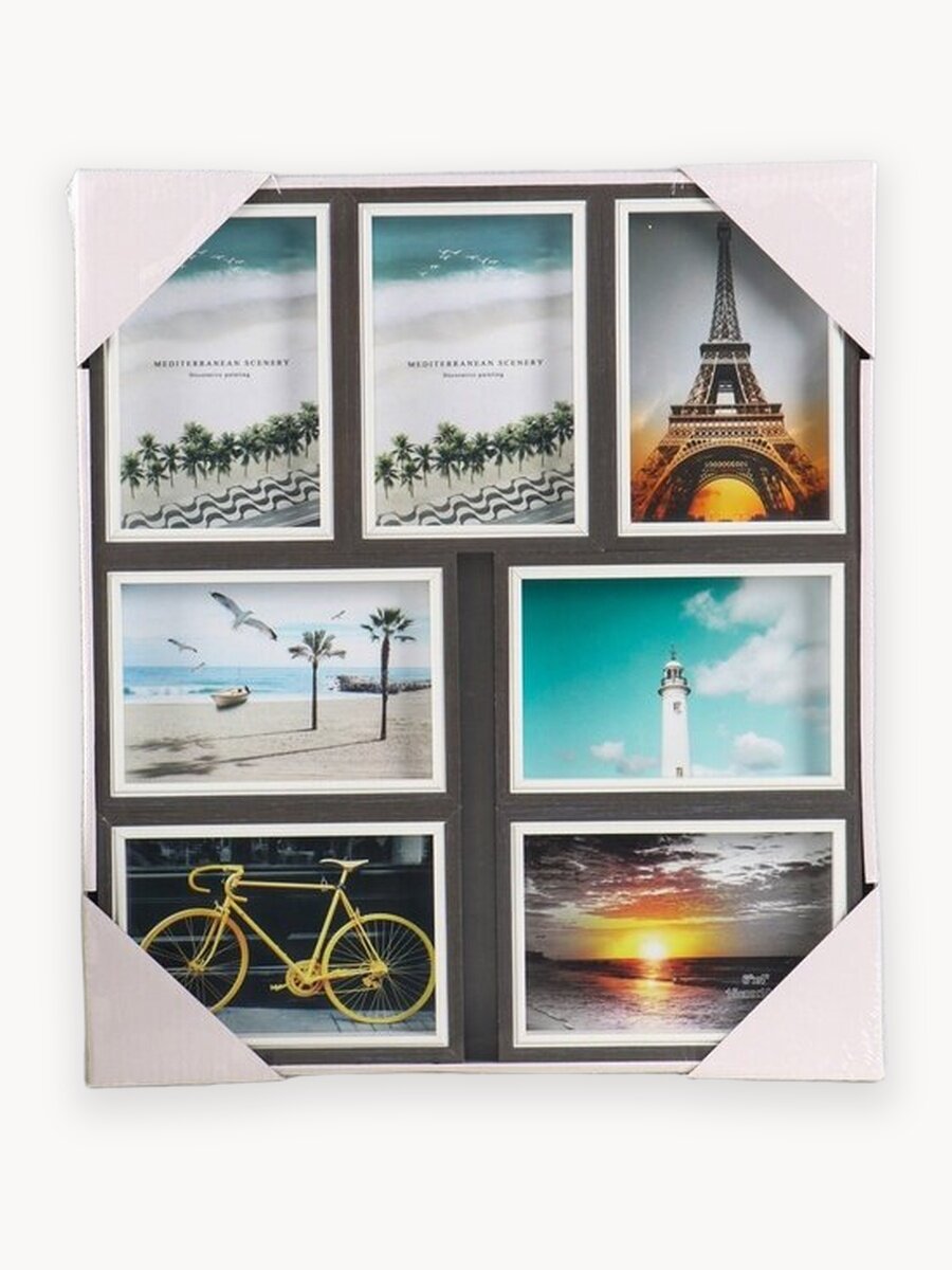 Фоторамка-коллаж на 7 фото 10×15 см «День и ночь», МДФ, стекло, 40.5×35.5×2.2 см