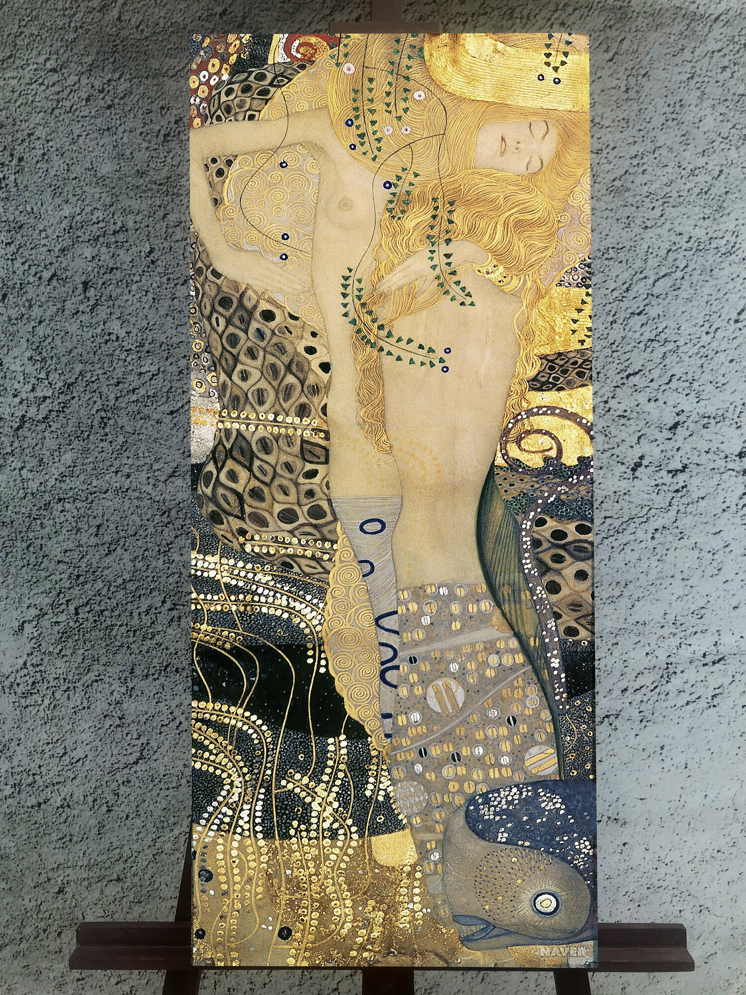 Картина на холсте (репродукция) "Водяные змеи" Густав Климт 35х85см / картина для интерьера дома