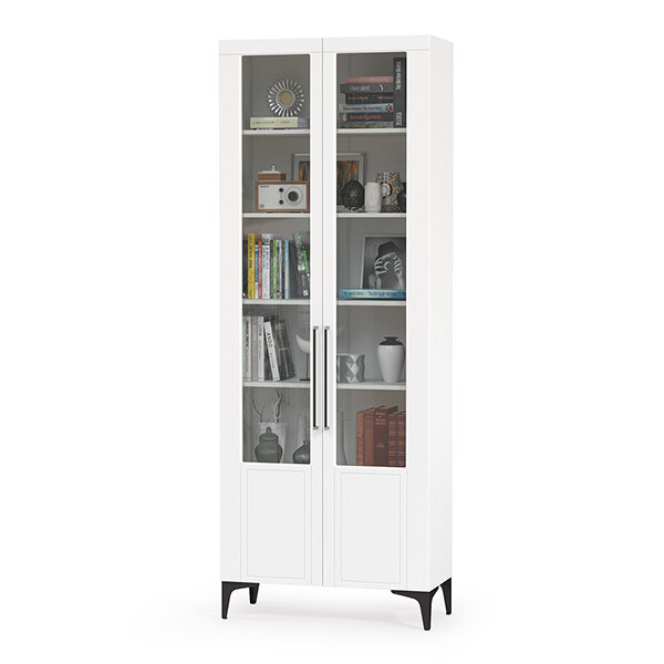 Валенсия Гостиная 13.217 Шкаф, цвет ЛДСП белый шагрень/МДФ белый шагрень