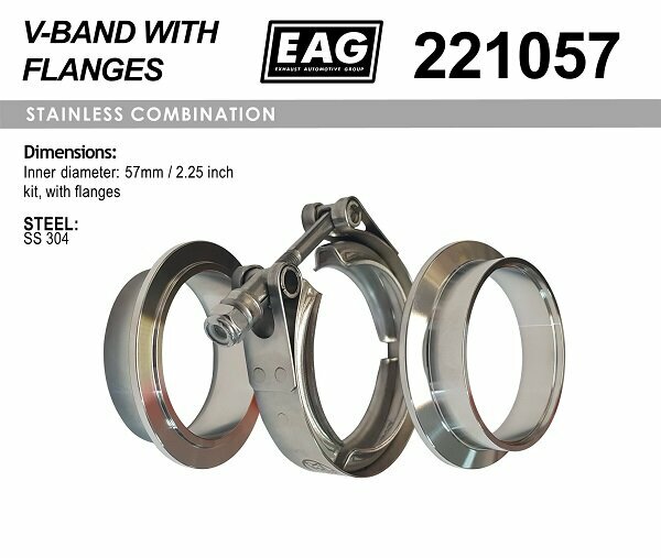 Хомут V-Band 57мм 2.25' к-т (с фланцами SS304) EAG 221057